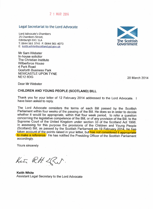 La reply letter The Christian Institute la-reply-letter-the-christian-institute